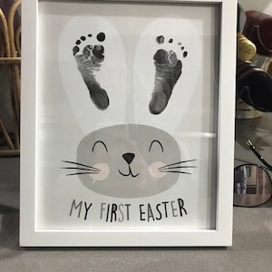 My First 1st Easter / Footprint Handprint Art / Cute Bunny Happy Easter ...