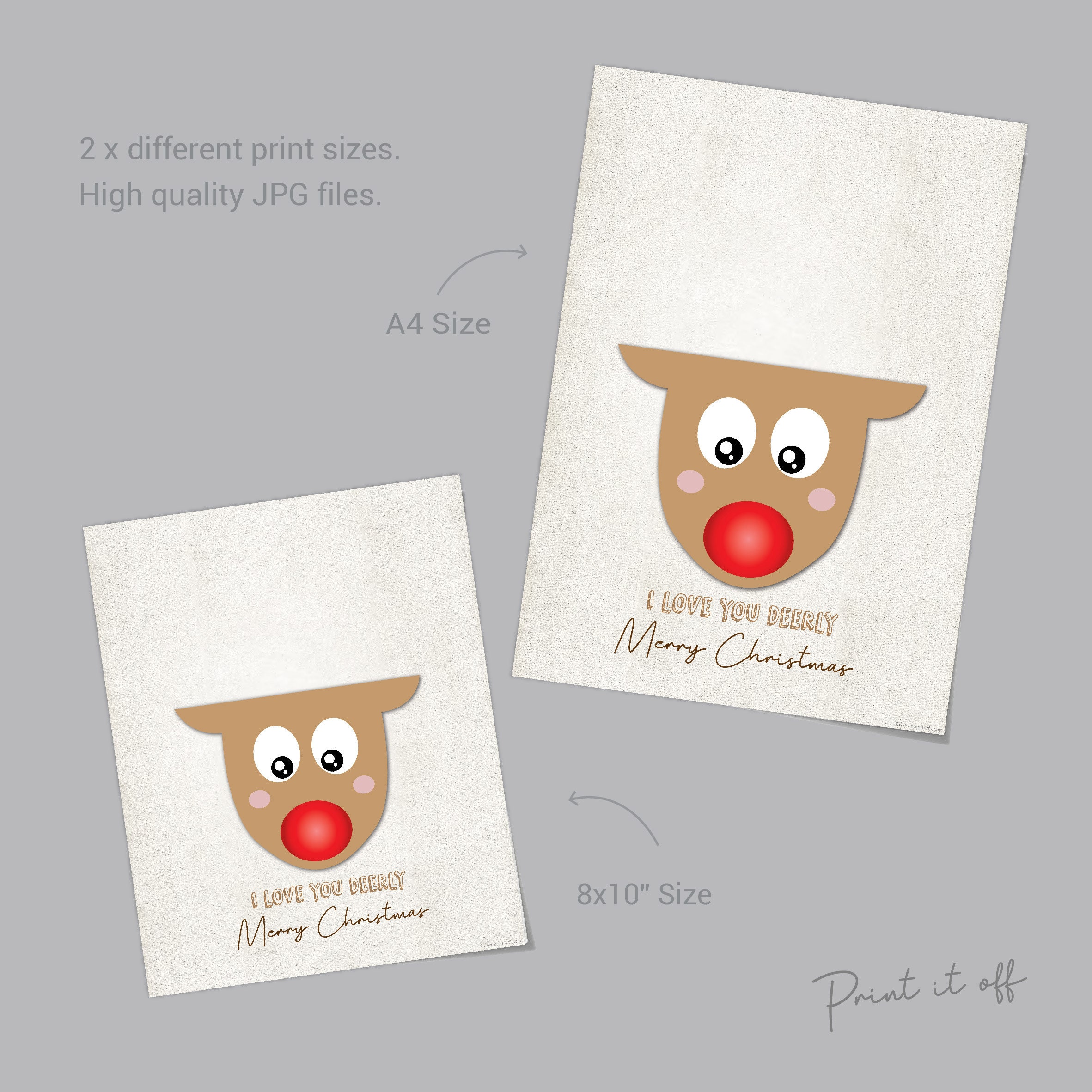 Love You Deerly / Merry Christmas Reindeer / Christmas Xmas Handprint ...