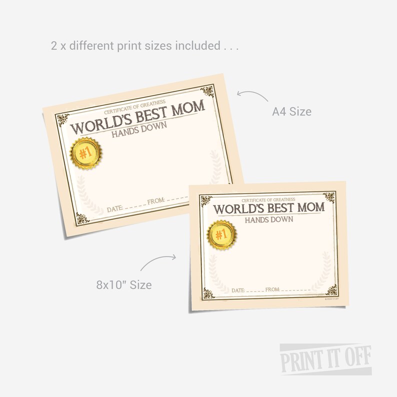 Mom Certificate / Handprint Art / World's Best Mom Hands | Etsy