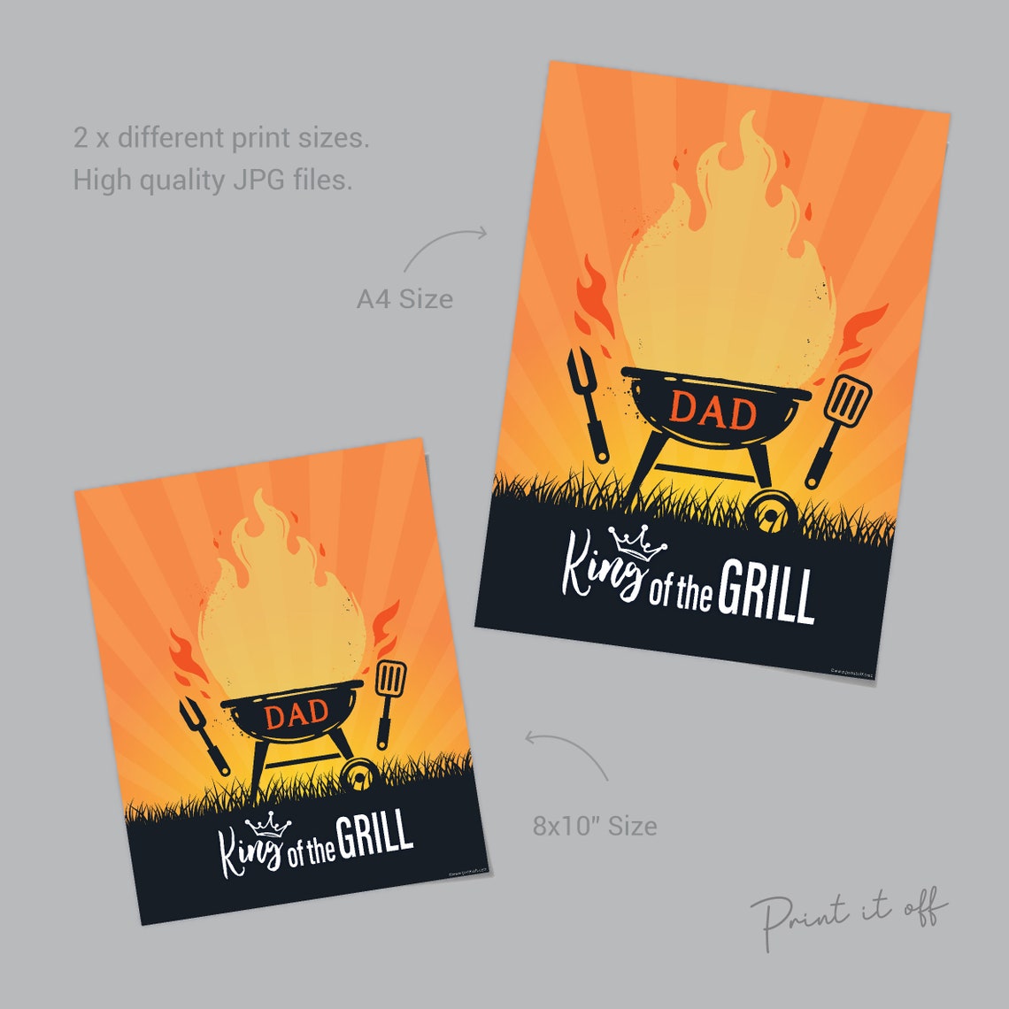 Dad King of the Grill / BBQ Grill Master / Handprint Hand Art - Etsy