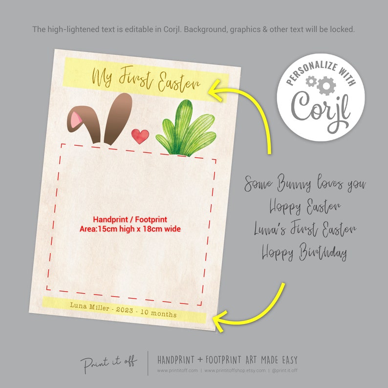 Bunny Carrot EDITABLE / Footprint Foot Art Craft / Hoppy First - Etsy