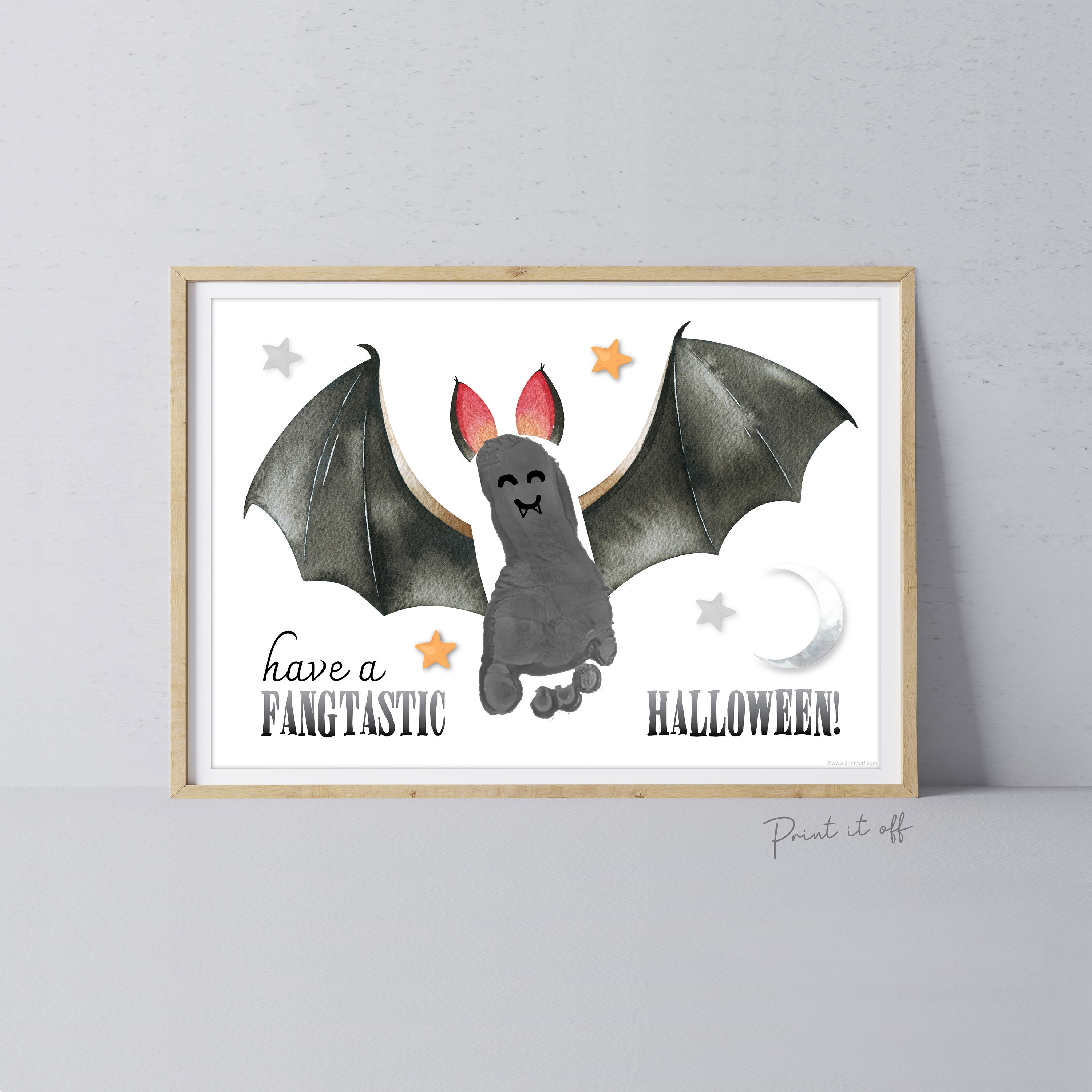 Bat Halloween Art Craft / Footprint Handprint Art / Fang-tastic / Kids ...
