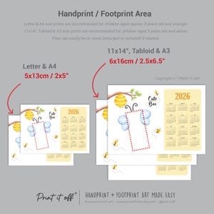 2026 Cute as Can Bee Calendar Year Yearly / Handprint Footprint Art ...