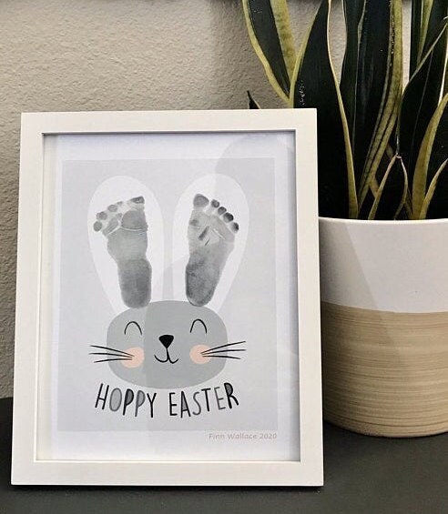 Hoppy Easter / Footprint Handprint Art / Cute Bunny Feet / | Etsy Australia