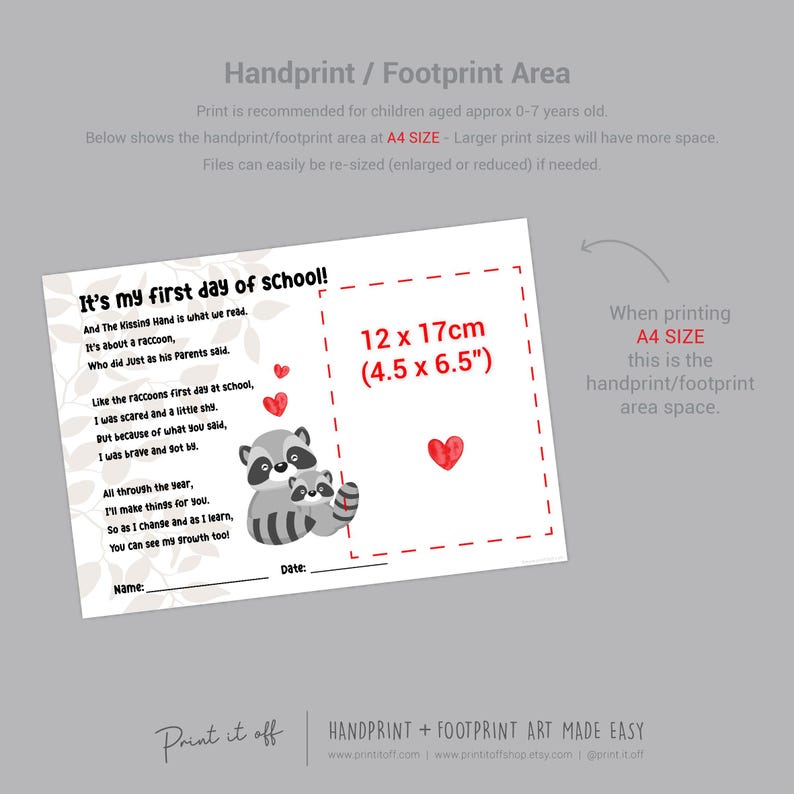 1st First Day School the Kissing Hand Raccoon / Kindergarten Pre-k ...