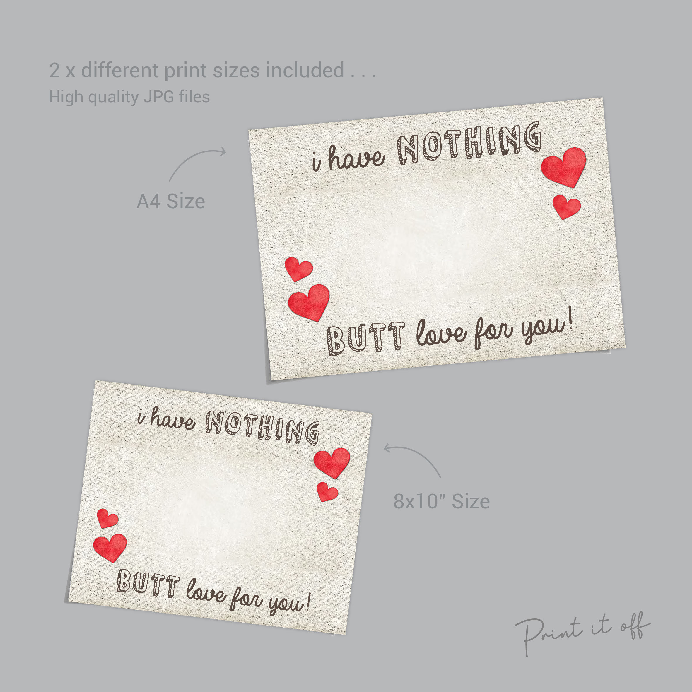 Bottom Bum Print / Nothing Butt Love for You / Happy Valentine's Day ...