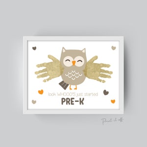 Pre-k Owl Handprint Hand Art / First Day Starting School Prek Prekindy ...