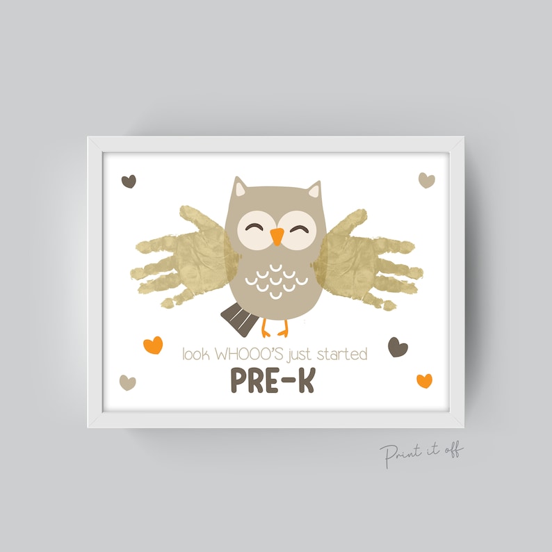 Pre-k Owl Handprint Hand Art / First Day Starting School Prek - Etsy
