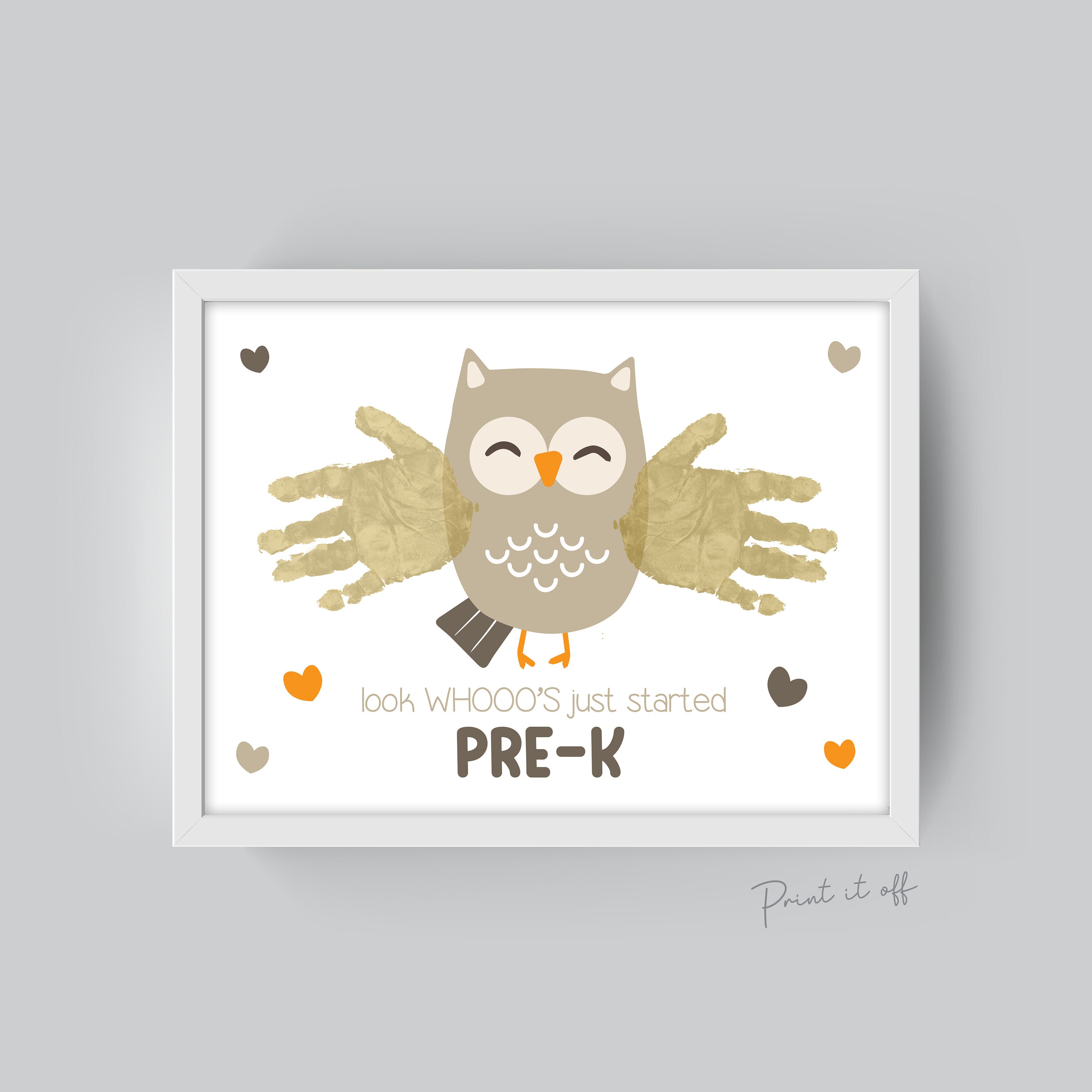 Pre-k Owl Handprint Hand Art / First Day Starting School Prek - Etsy