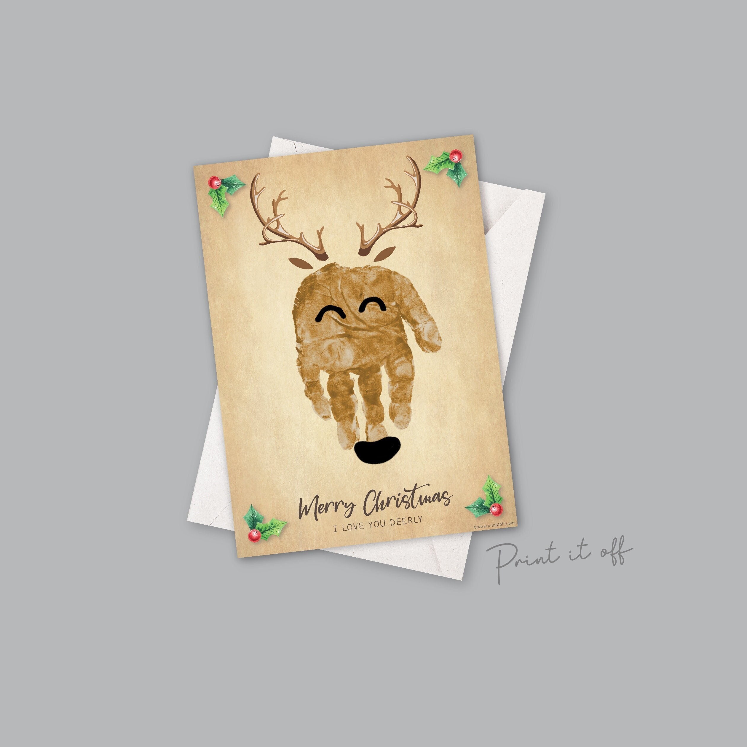 Reindeer Handprint Greeting Card / Christmas Xmas Art Craft / - Etsy