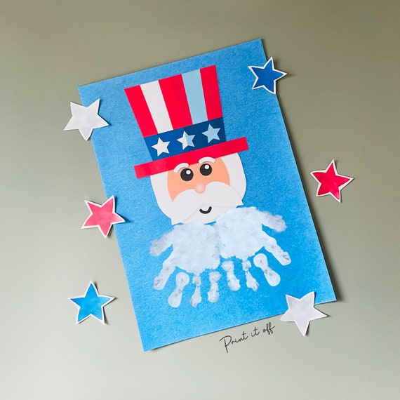 Uncle Sam Handprint Art / Craft Activity Card / Happy 4th of - Etsy