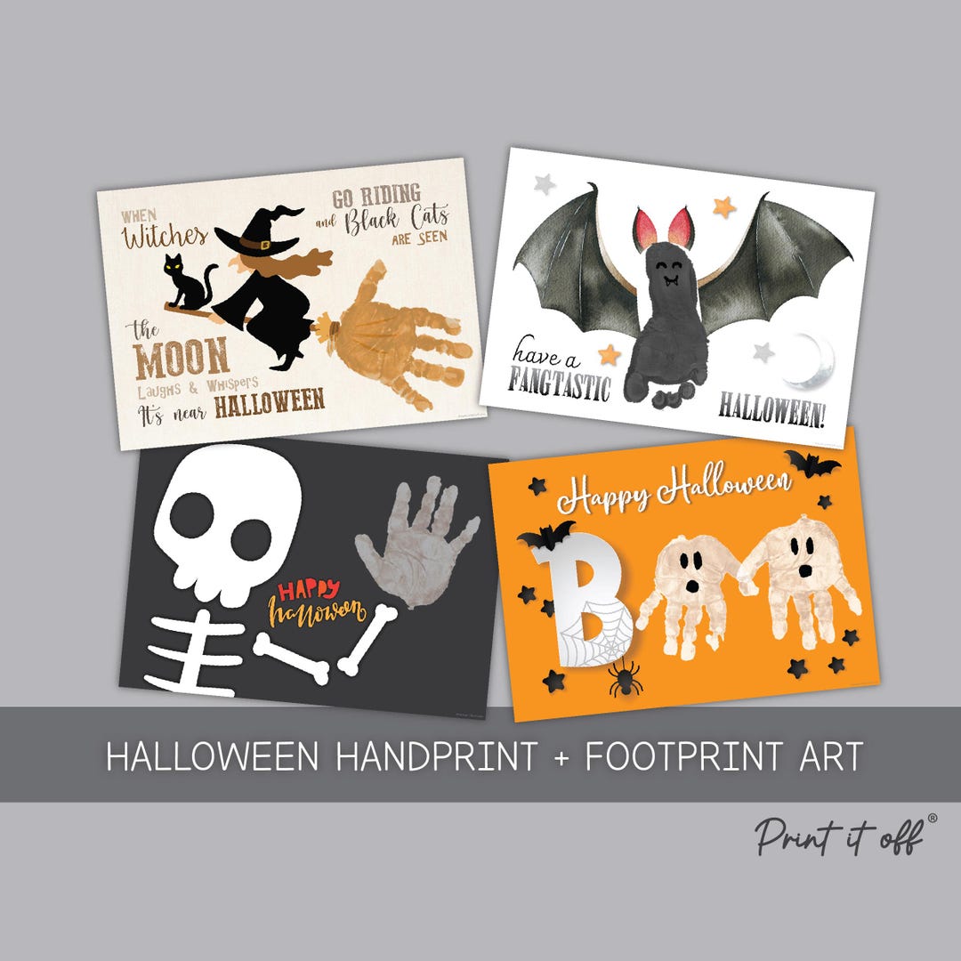 Halloween Footprint Handprint Art Craft / Kids Toddler Baby Card DIY ...