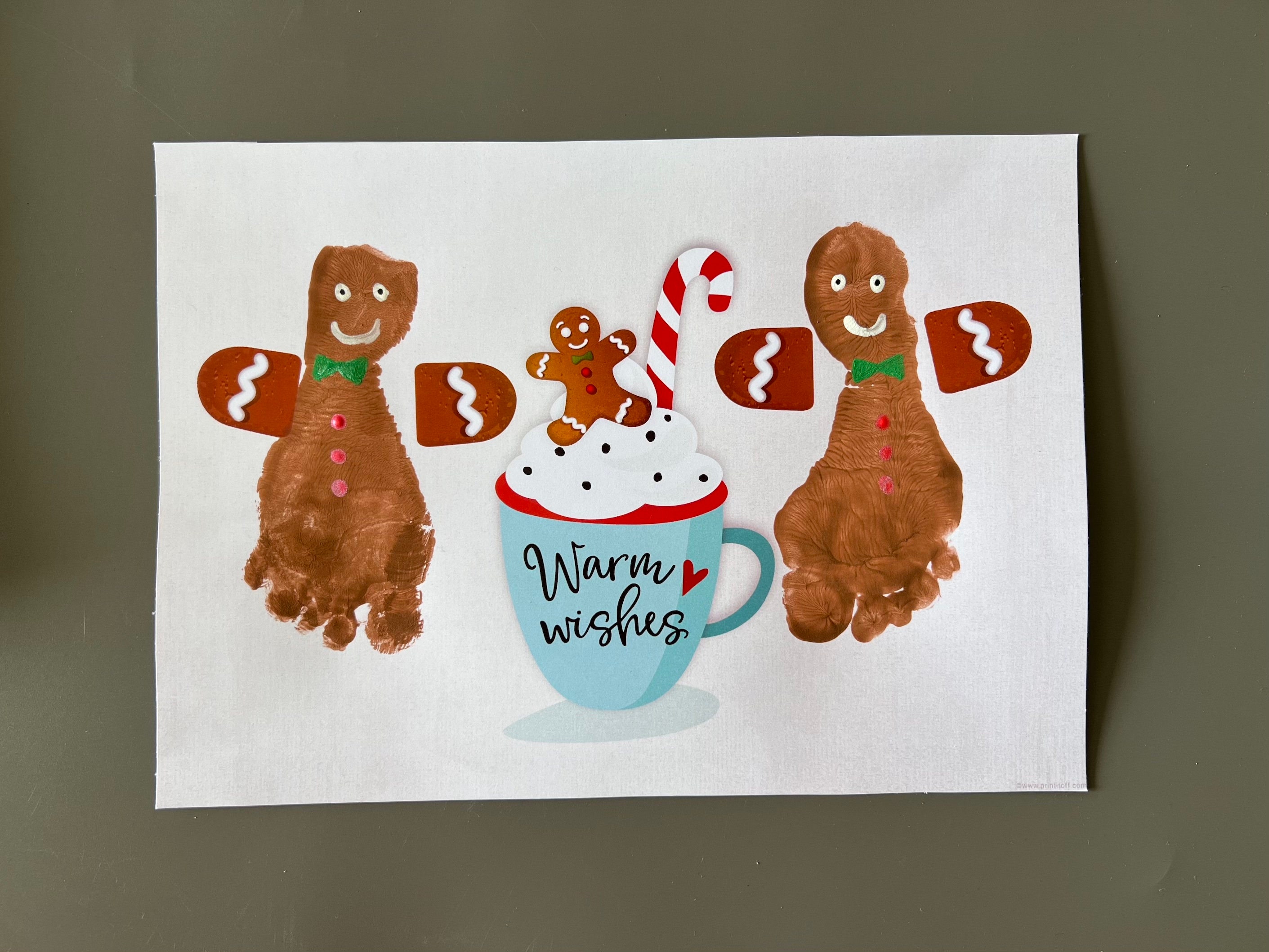 Warm Wishes Gingerbread Footprint Art Craft / First Christmas Xmas Baby ...