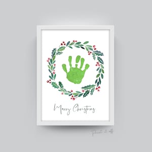 Merry Christmas Wreath / Handprints Footprints / Christmas Xmas Art ...