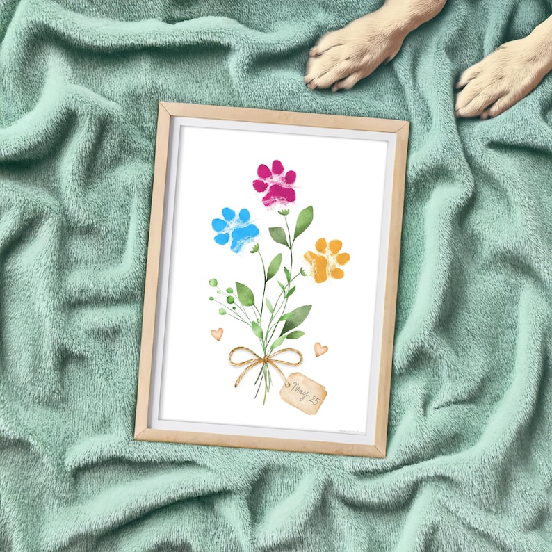 Flower Tag Paw Print Art / Dog Cat Animal Pet Pawprint / Activity ...
