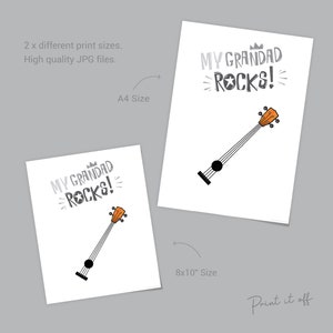 My Grandad Rocks Guitar / Handprint Art Craft / Father's Day Birthday ...