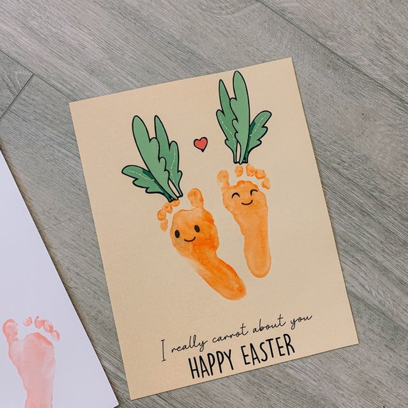 I Really Carrot About You / Footprint Art / Easter Card / Kids Baby ...