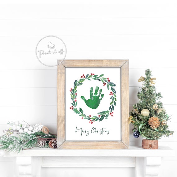 Merry Christmas Wreath / Handprints Footprints / Christmas | Etsy