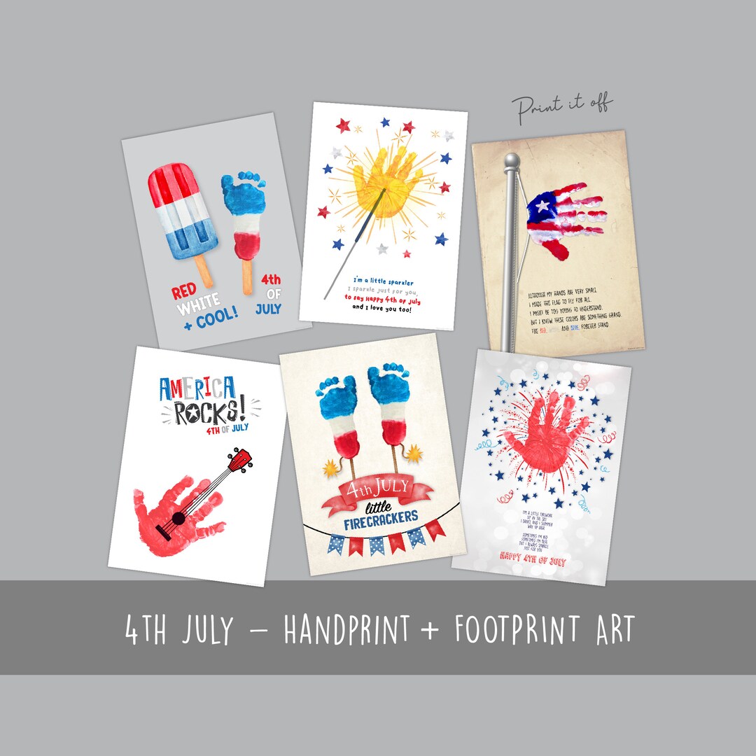 4th of July Handprint Footprint Art Craft / Independence Day USA ...