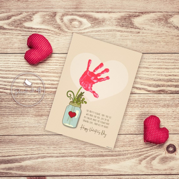 Handprint Flower Jar / Happy Valentine's Card Poem / | Etsy