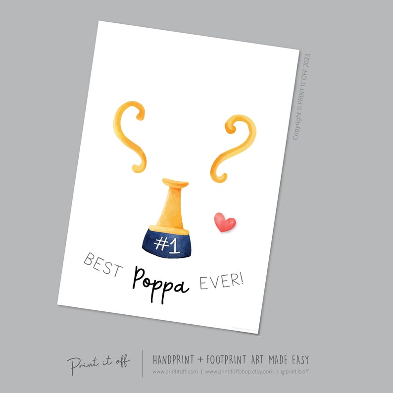 Trophy #1 Poppa Pop Handprint Art Craft / Grandad Father's Day Award ...