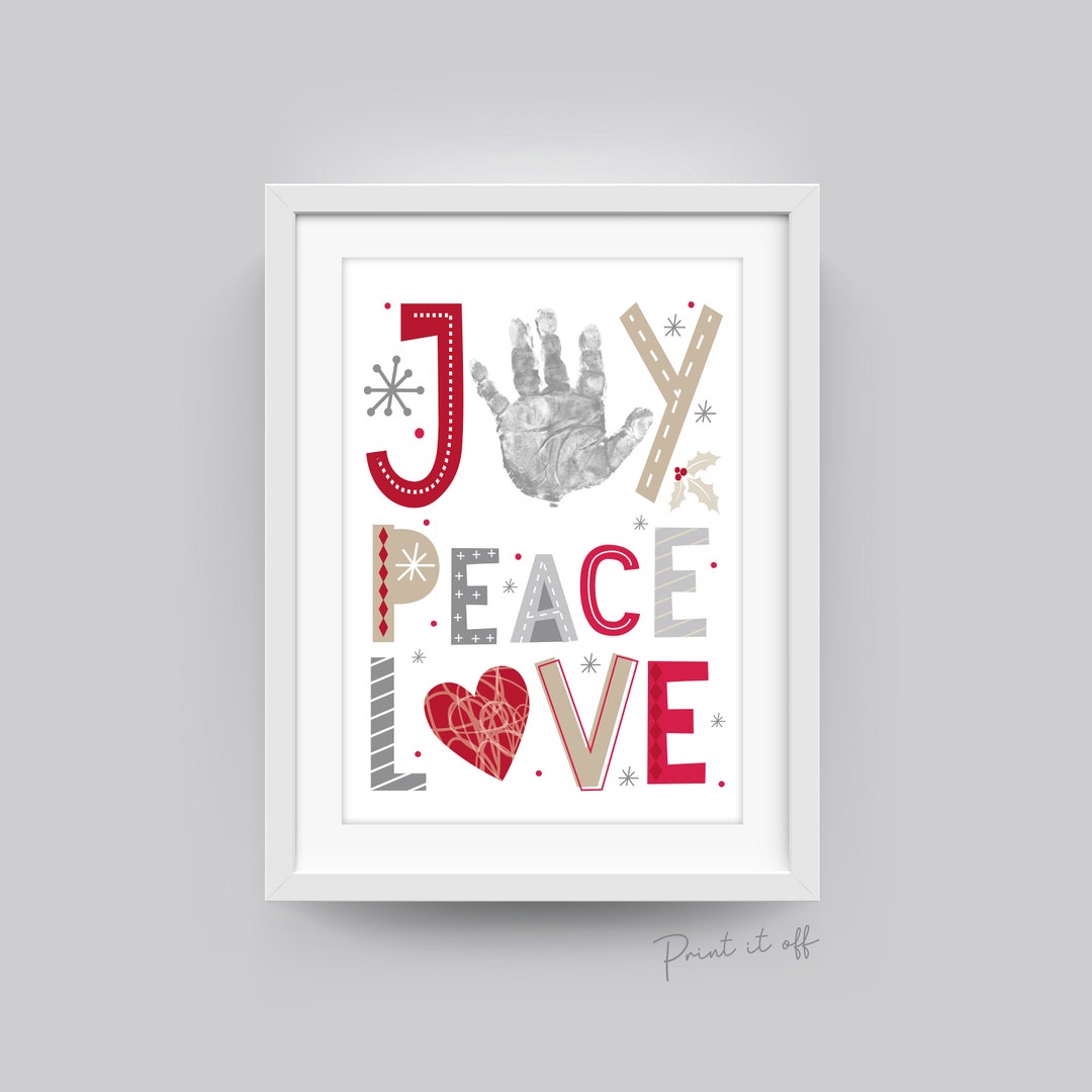 Joy Peace Love Christmas Handprint Xmas Art Craft Baby Toddler Hand DIY ...