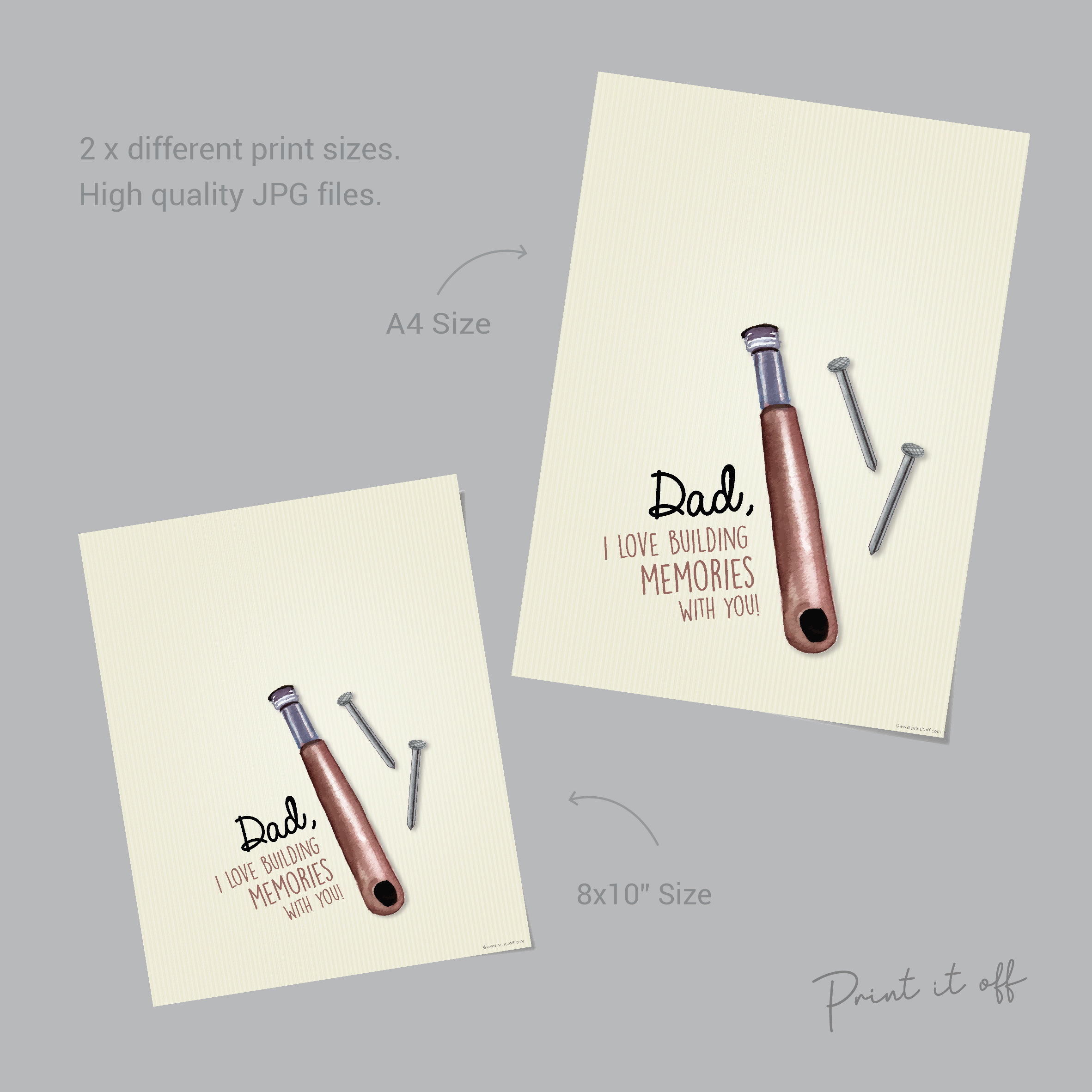 Dad Hammer Nail / Footprint Handprint Art / Father's Day - Etsy