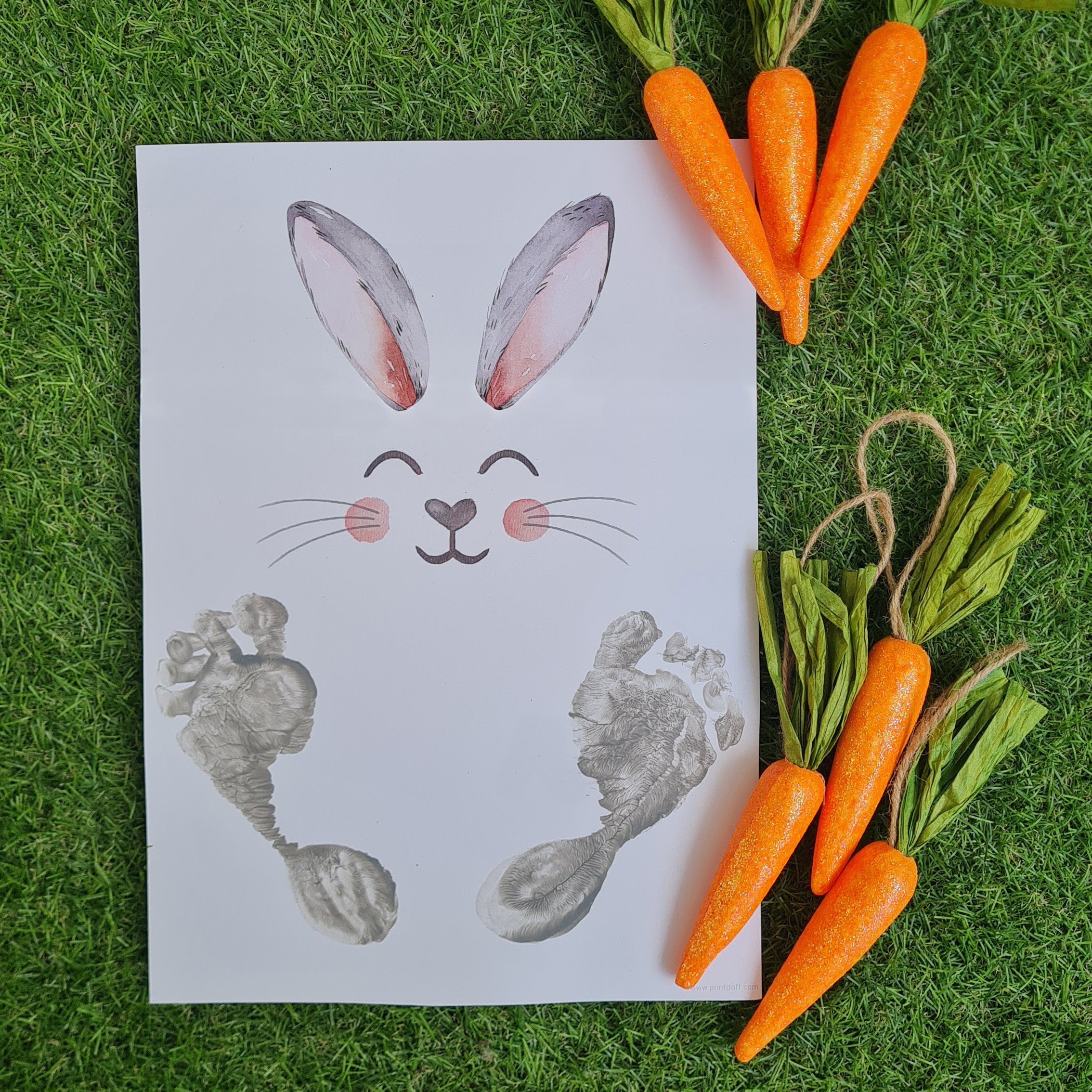 Bunny / Footprint Handprint Art / Baby Kids Toddler Easter / Feet Foot ...