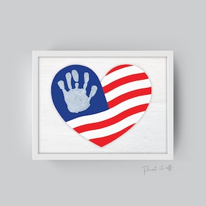 Flag Heart / Handprint Footprint Art / 4th of July Independence Day ...