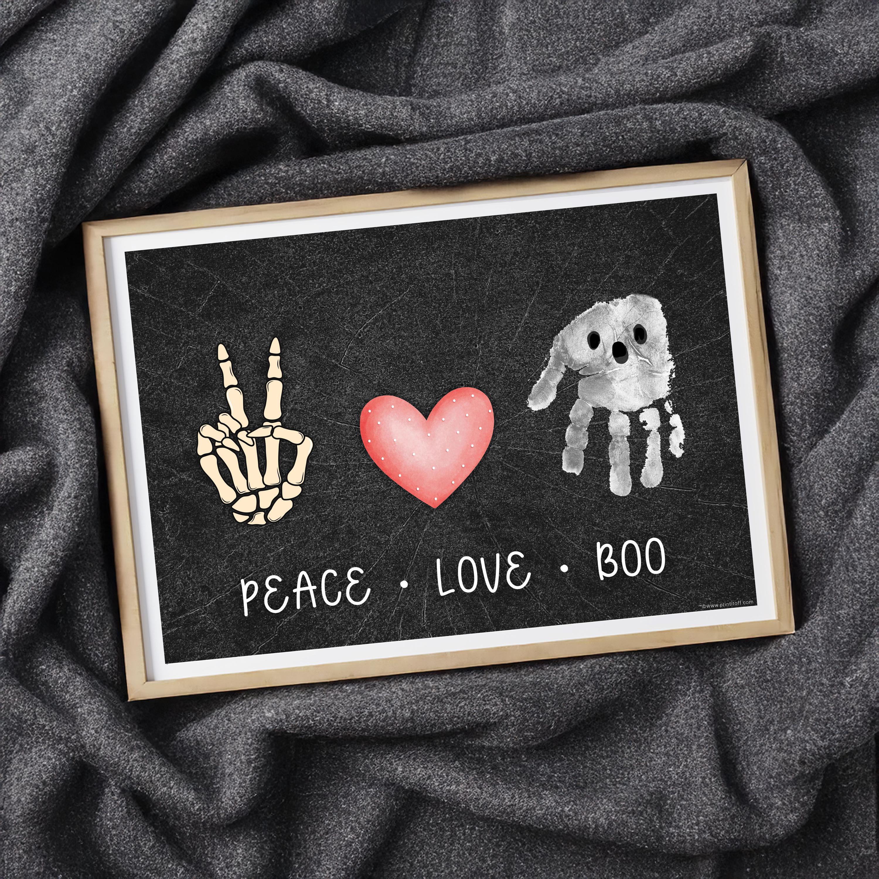 Peace Love Boo Handprint Ghost / Baby Kids Toddler Hand Template ...