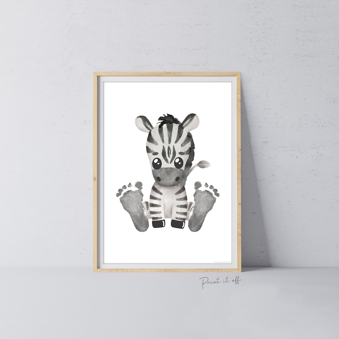 Baby Footprint Art Print / Zebra Animal / DIY Gift Craft Keepsake ...