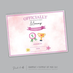 Mommy Certificate Handprint Art Craft / Happy Mothers Day Flower Mom ...