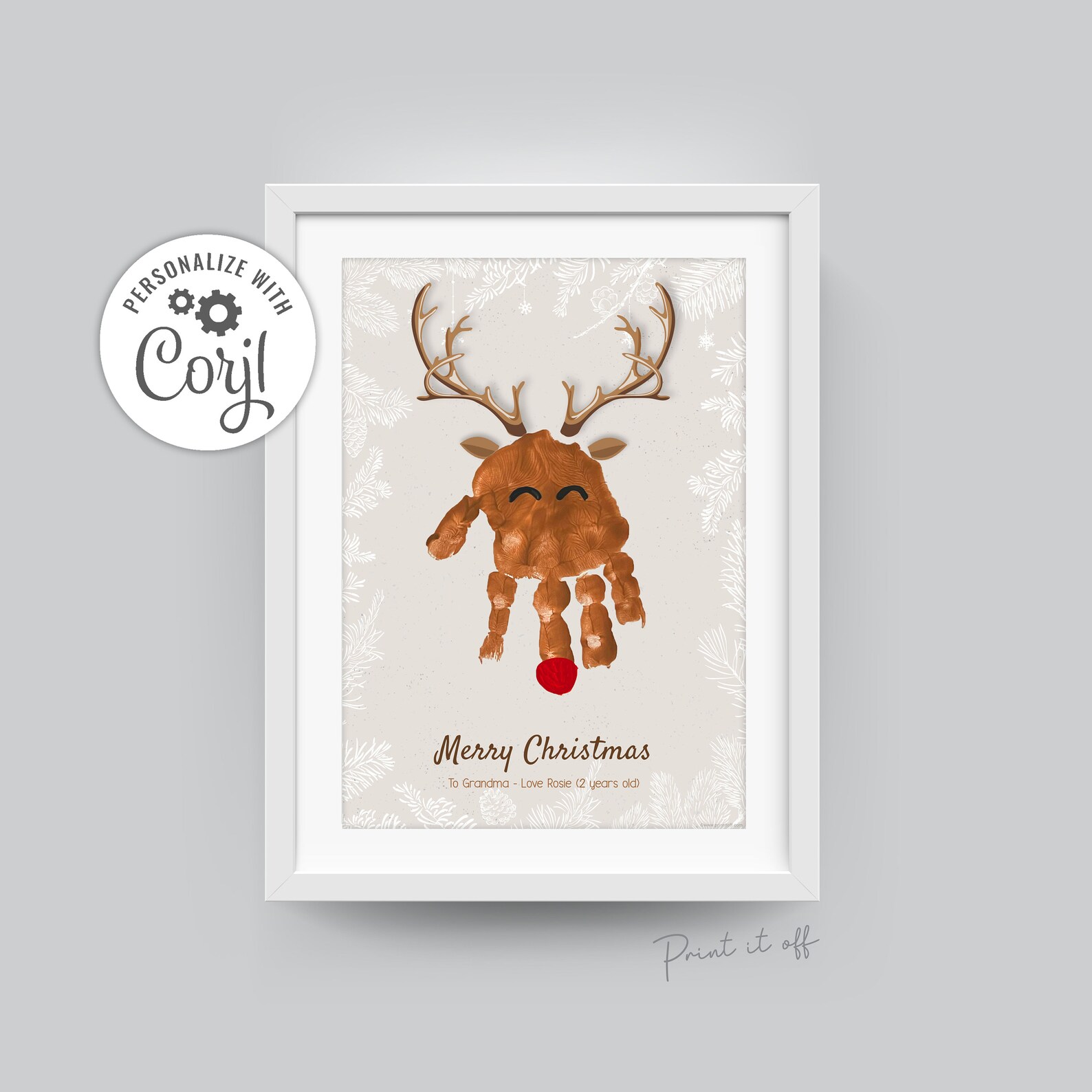Reindeer Handprint Footprint Art Craft EDITABLE / Christmas - Etsy