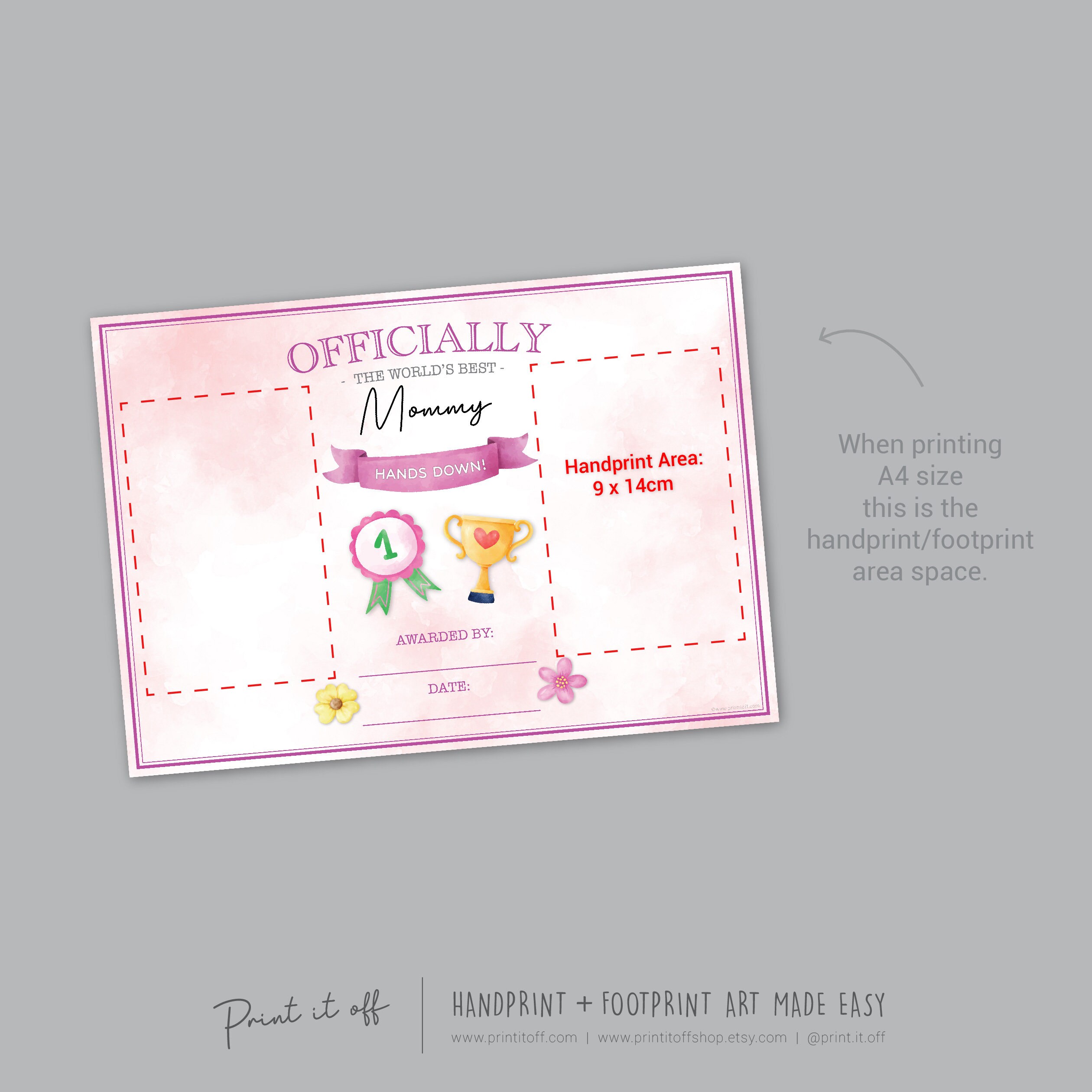 Mommy Certificate Handprint Art Craft / Happy Mothers Day Flower Mom ...