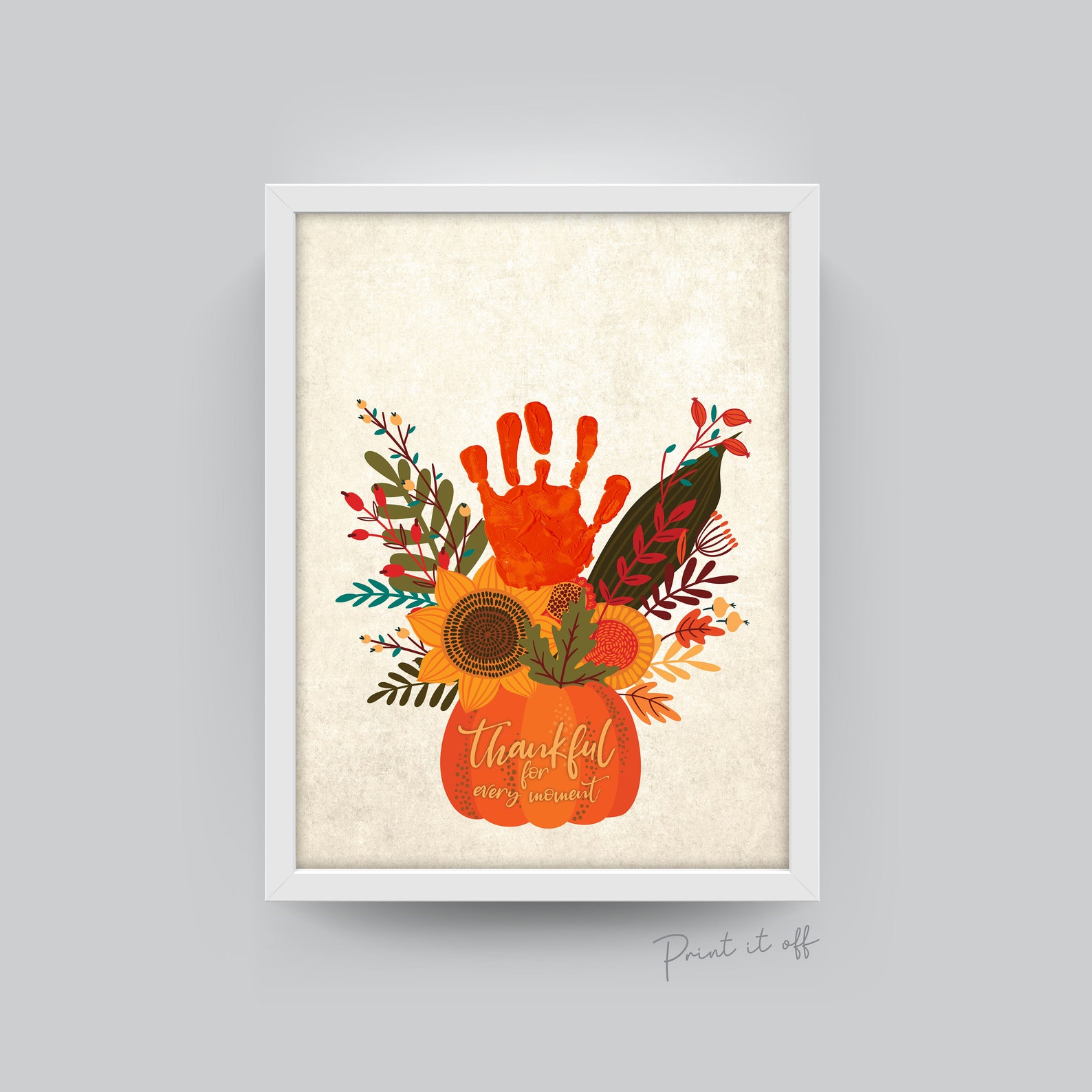 Pumpkin Flower Handprint Art / Autumn Thanksgiving Thankful / | Etsy