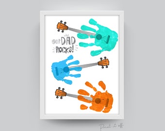Handprint Art Craft / My Dad Rocks / Father's Day Birthday | Etsy