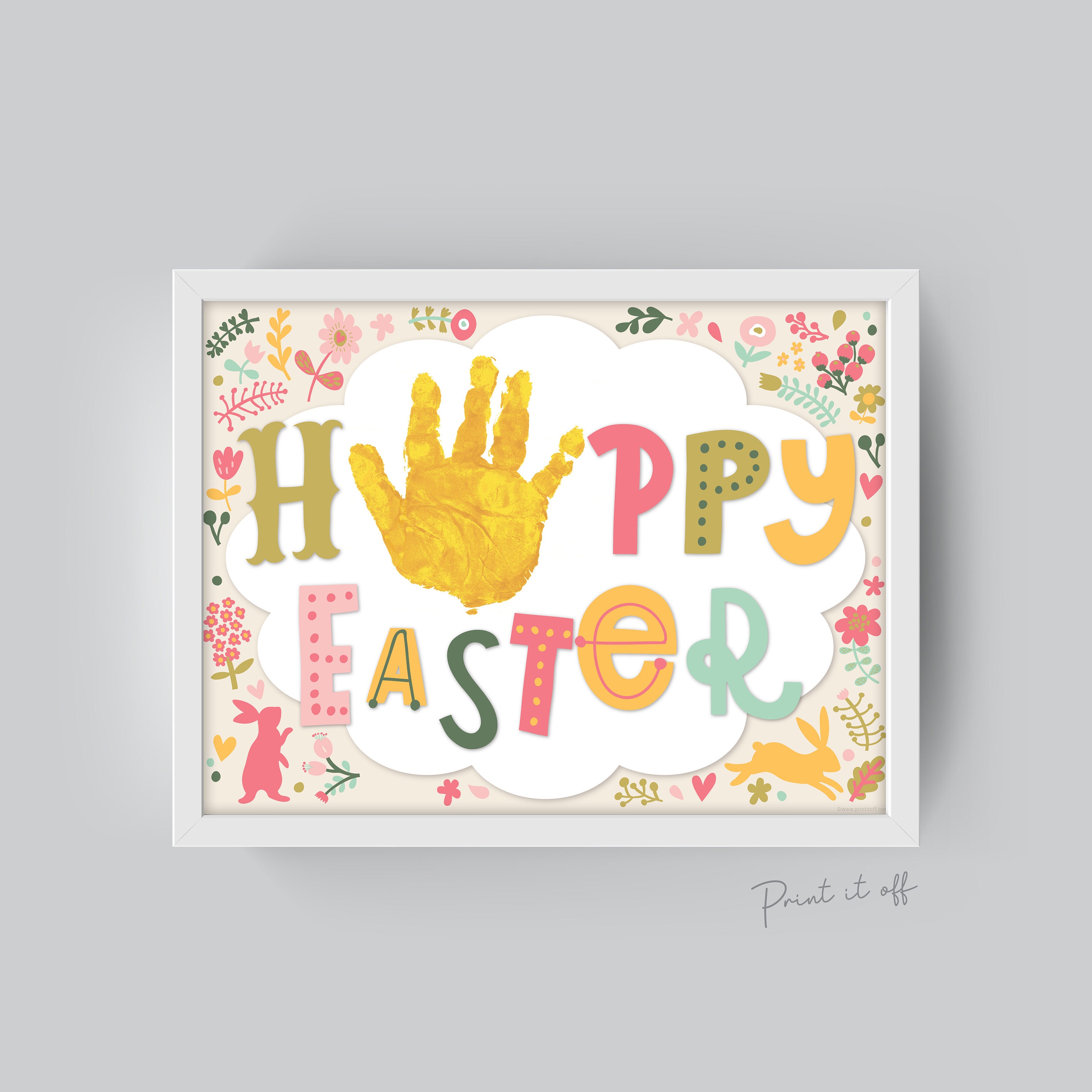 Hoppy Happy Easter / Handprint Art Craft / Bunny Spring Memory - Etsy