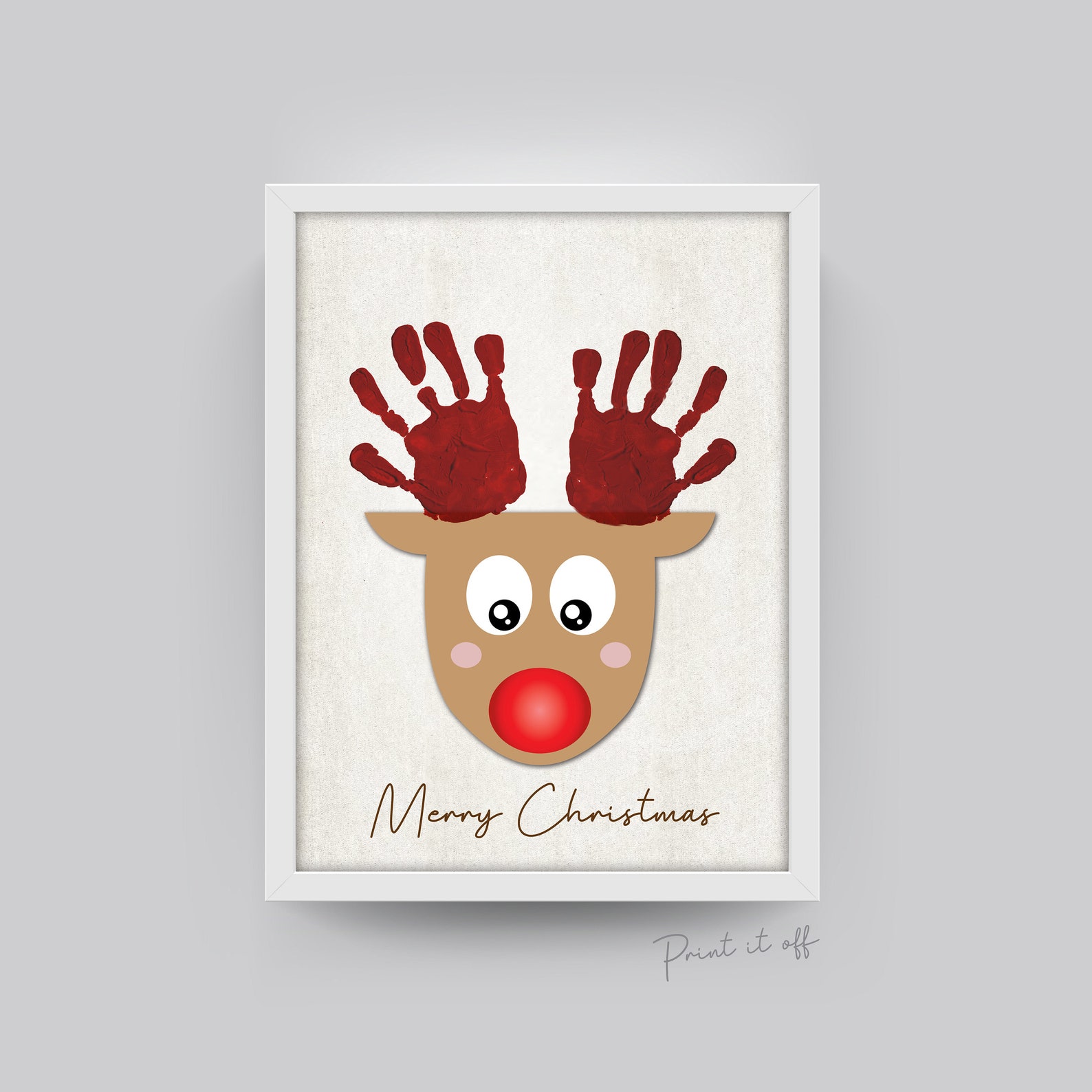 Merry Christmas Reindeer / Christmas Xmas Handprint Footprint - Etsy ...