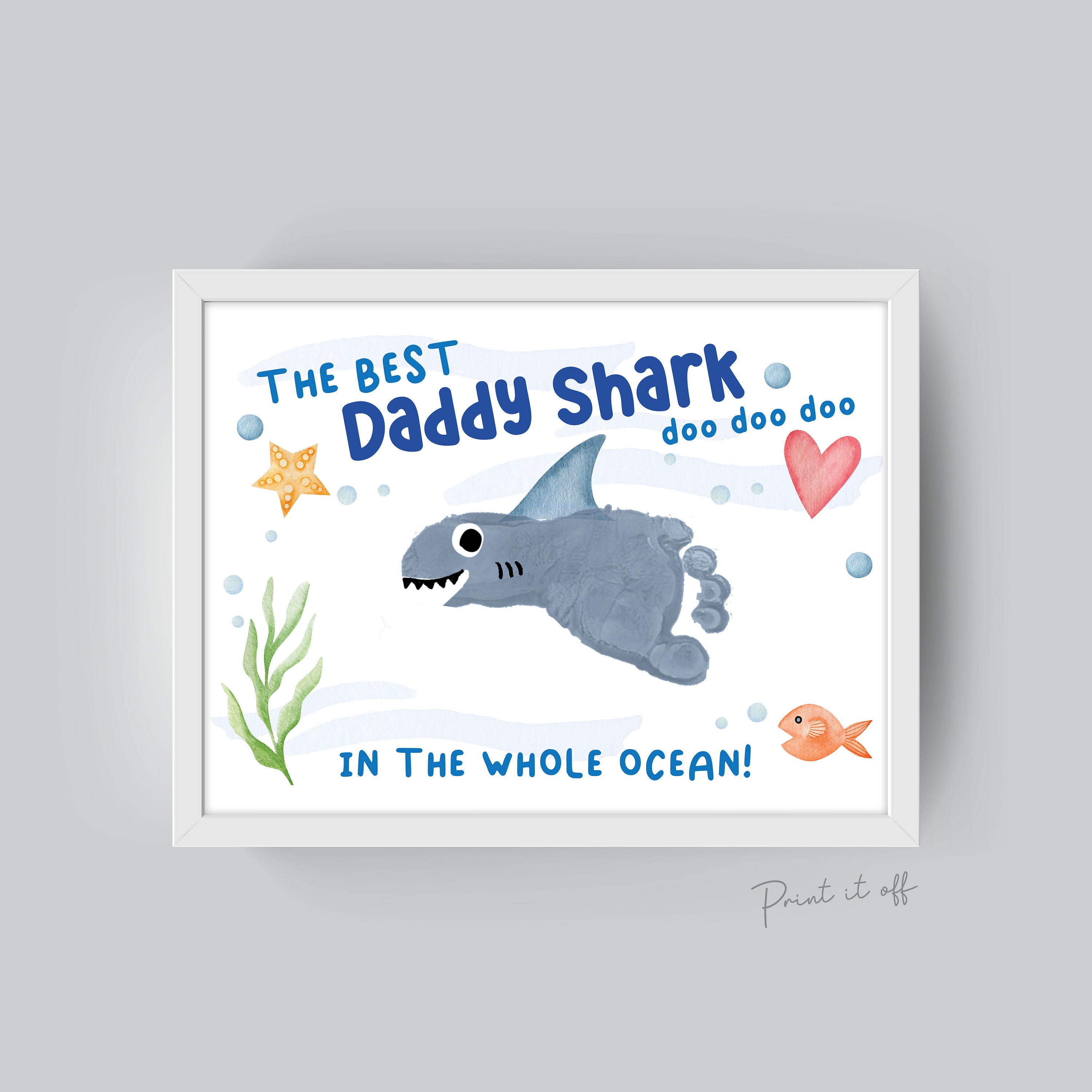 Best Daddy Shark / Footprint Handprint Art Craft Dad - Etsy