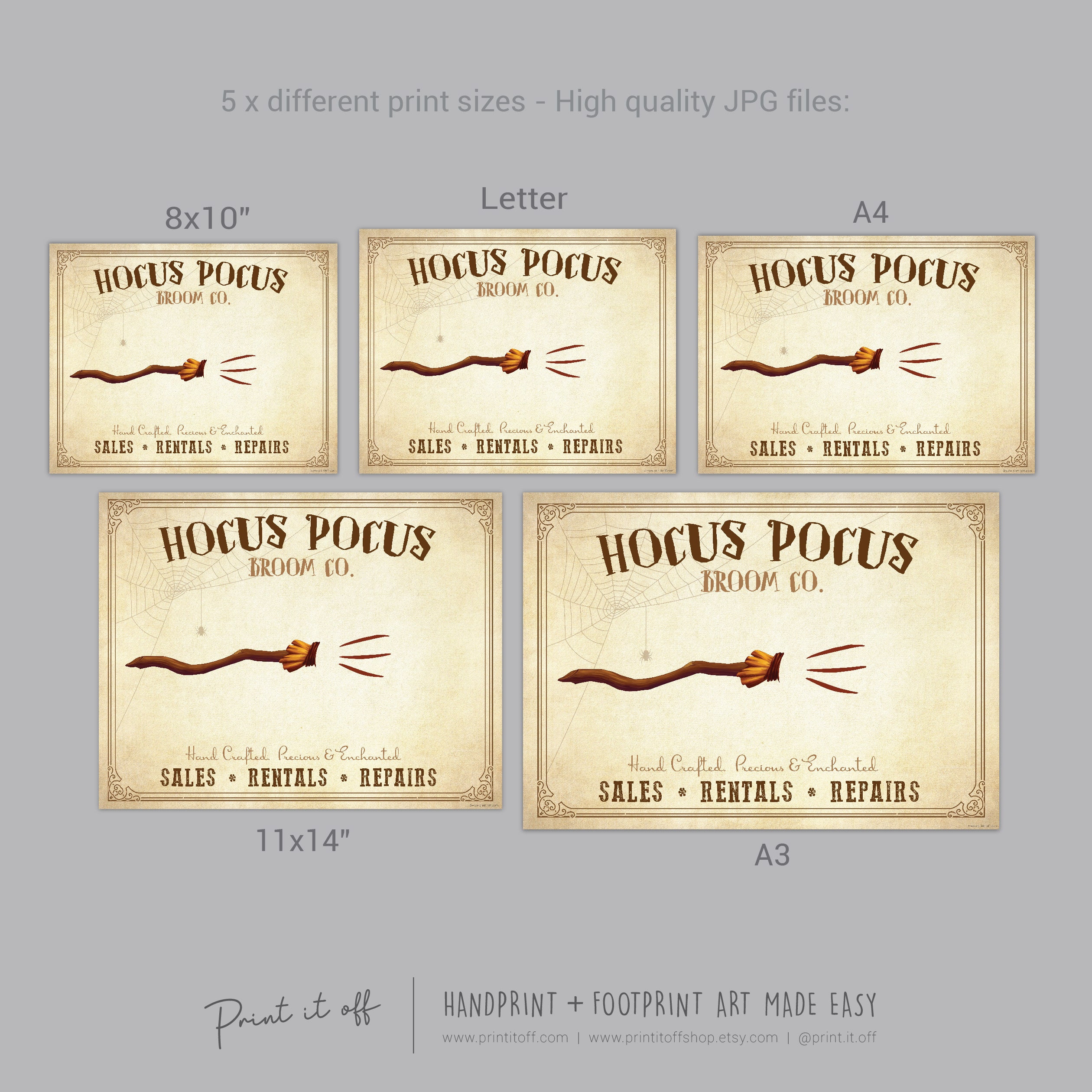 Hocus Pocus Handprint Art Craft / Witch Broom Stick Halloween Sign ...