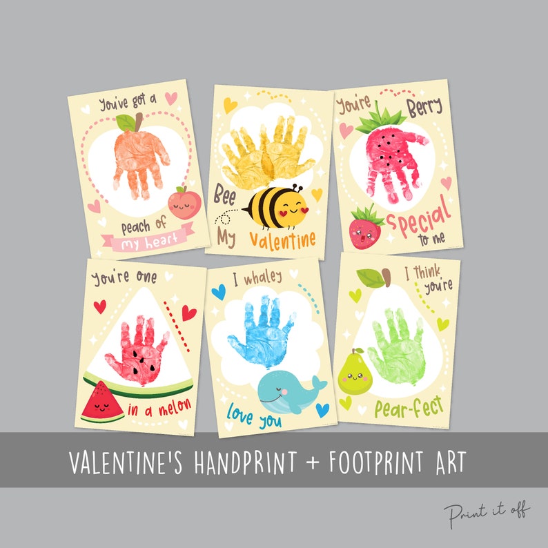 Valentine's Pack Handprint Footprint Art / DIY Card Craft / Kids Baby ...