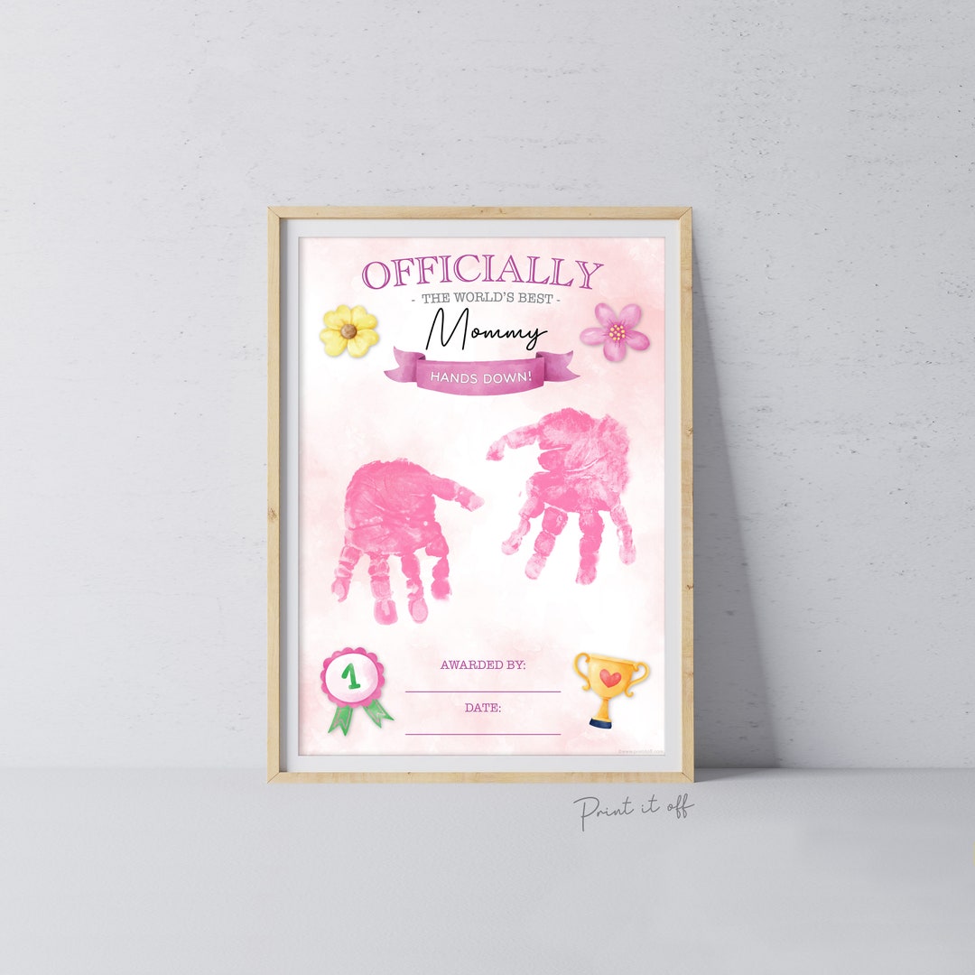 Mommy Certificate Handprint Art Craft / Happy Mothers Day Flower Mom ...
