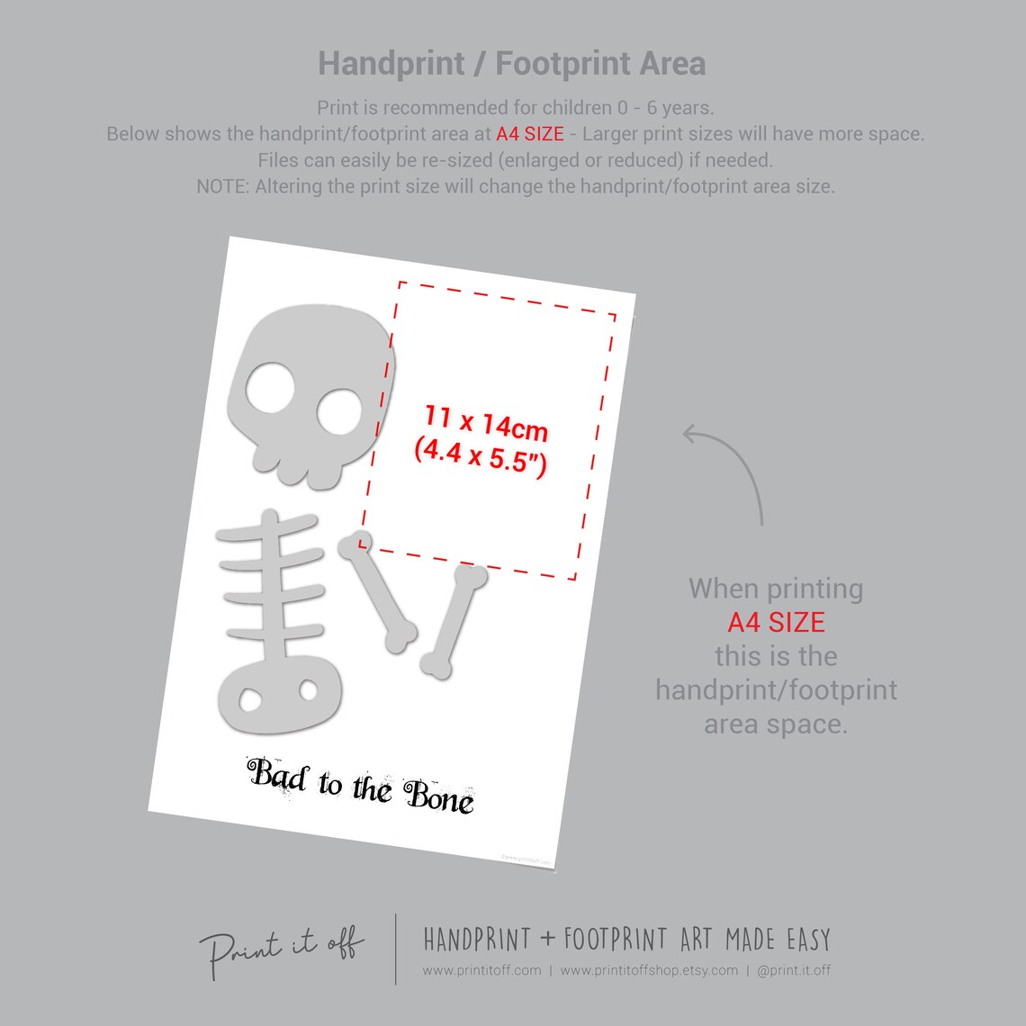 Bad to the Bone Skeleton Footprint Handprint Foot Hand Halloween Art ...