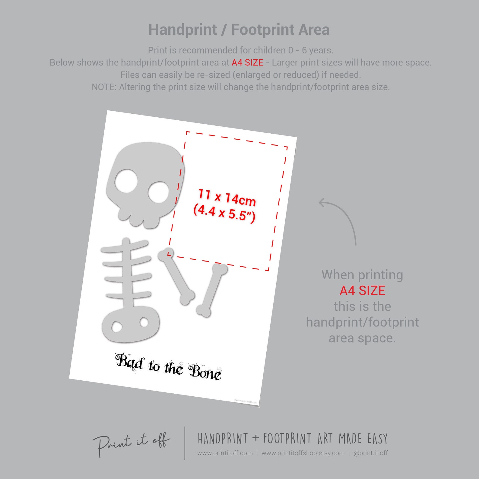 Bad to the Bone Skeleton Footprint Handprint Foot Hand Halloween Art ...