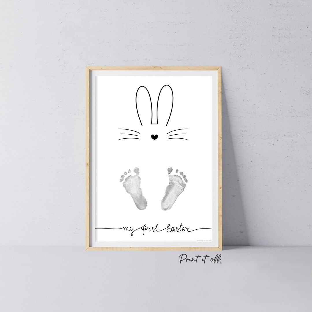 My First 1st Easter / Footprint Art / Bunny Feet Foot / Kids Baby ...