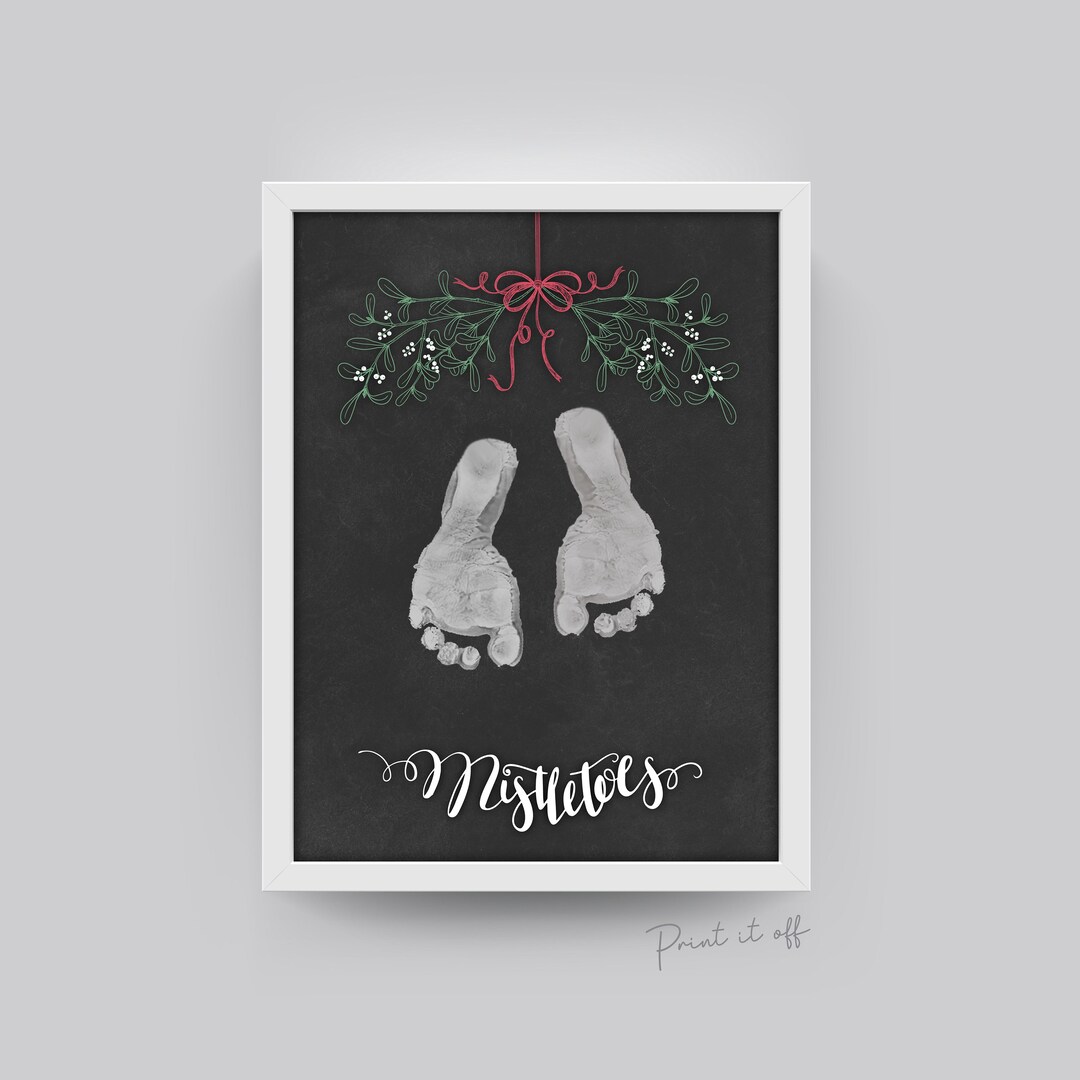 Mistletoes Mistle-toes Footprint Art / Christmas Xmas / Blackboard ...