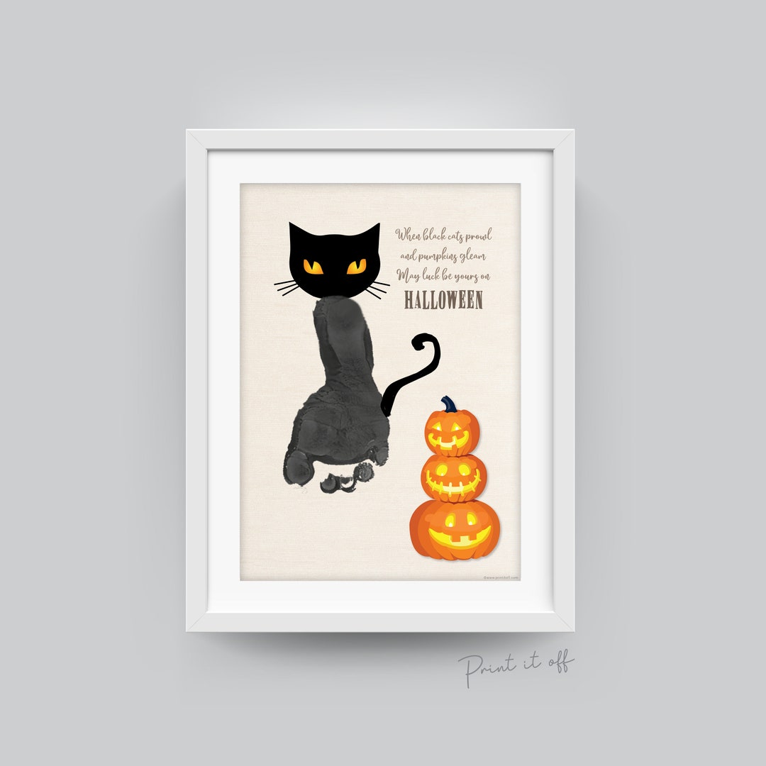 Black Cat Pumpkin Halloween Footprint Handprint Art Craft / Kids ...