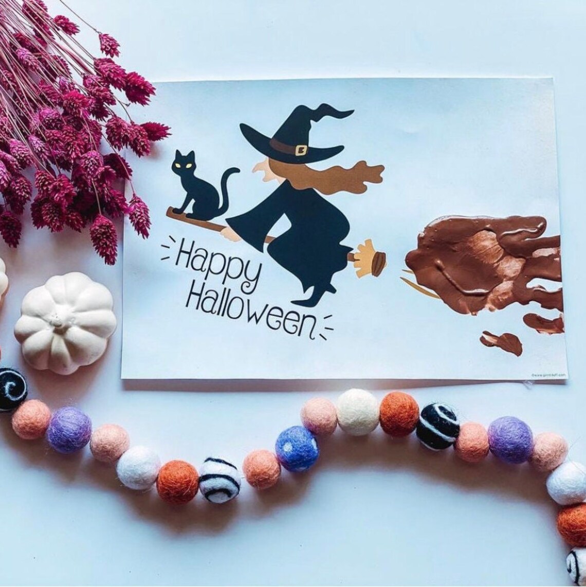 Halloween Art Craft / Handprint Art / Witch Broom Stick / - Etsy