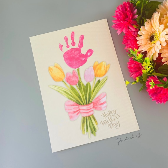 Happy Mothers Day Handprint Craft Art / Flower Bunch / Mom Mum - Etsy