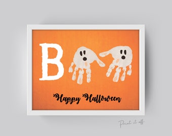Halloween Keepsake / Handprint Art / Boo Happy Halloween / | Etsy
